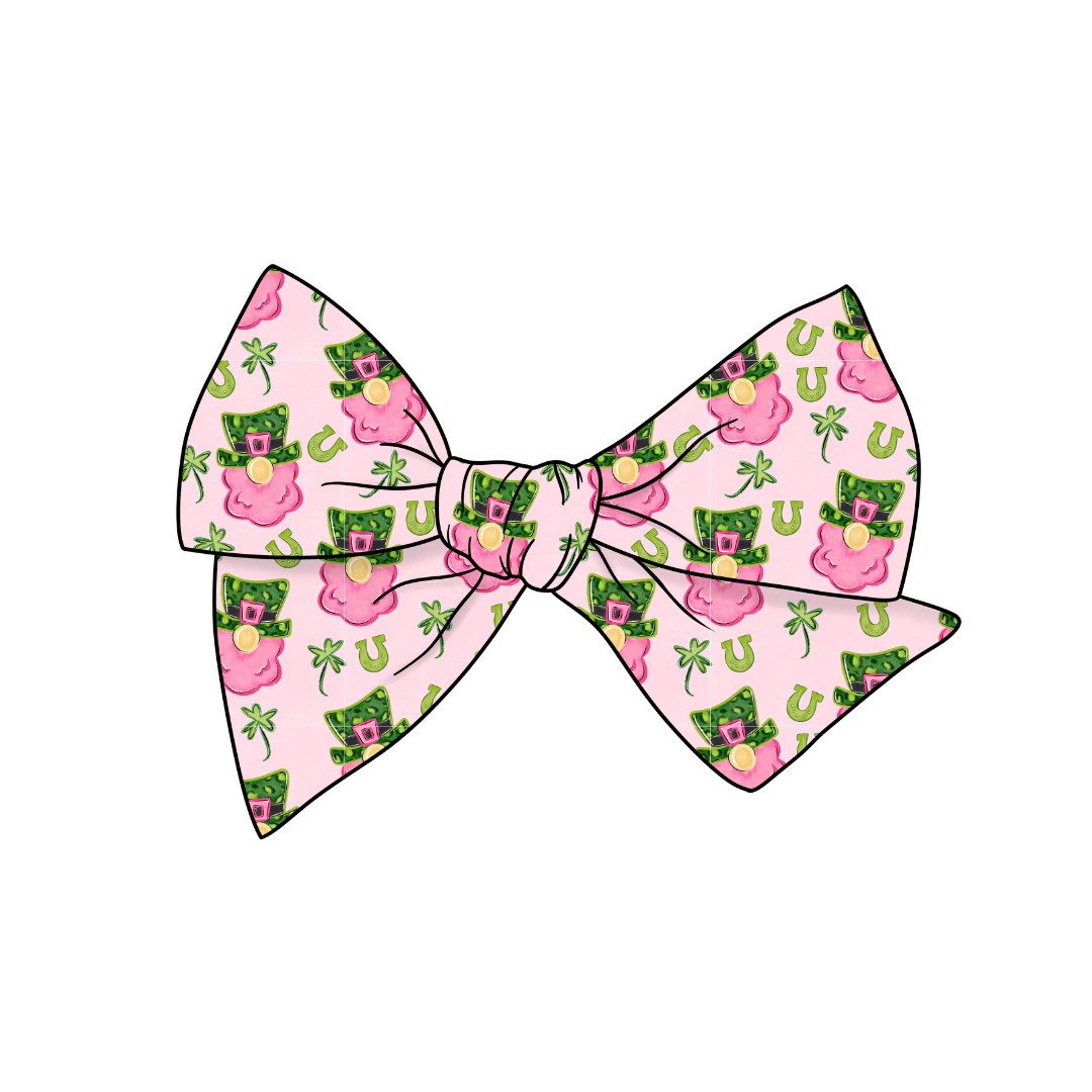 Pink Leprechaun 5" Pre-Tied Fabric Bow – Marmalade Skies
