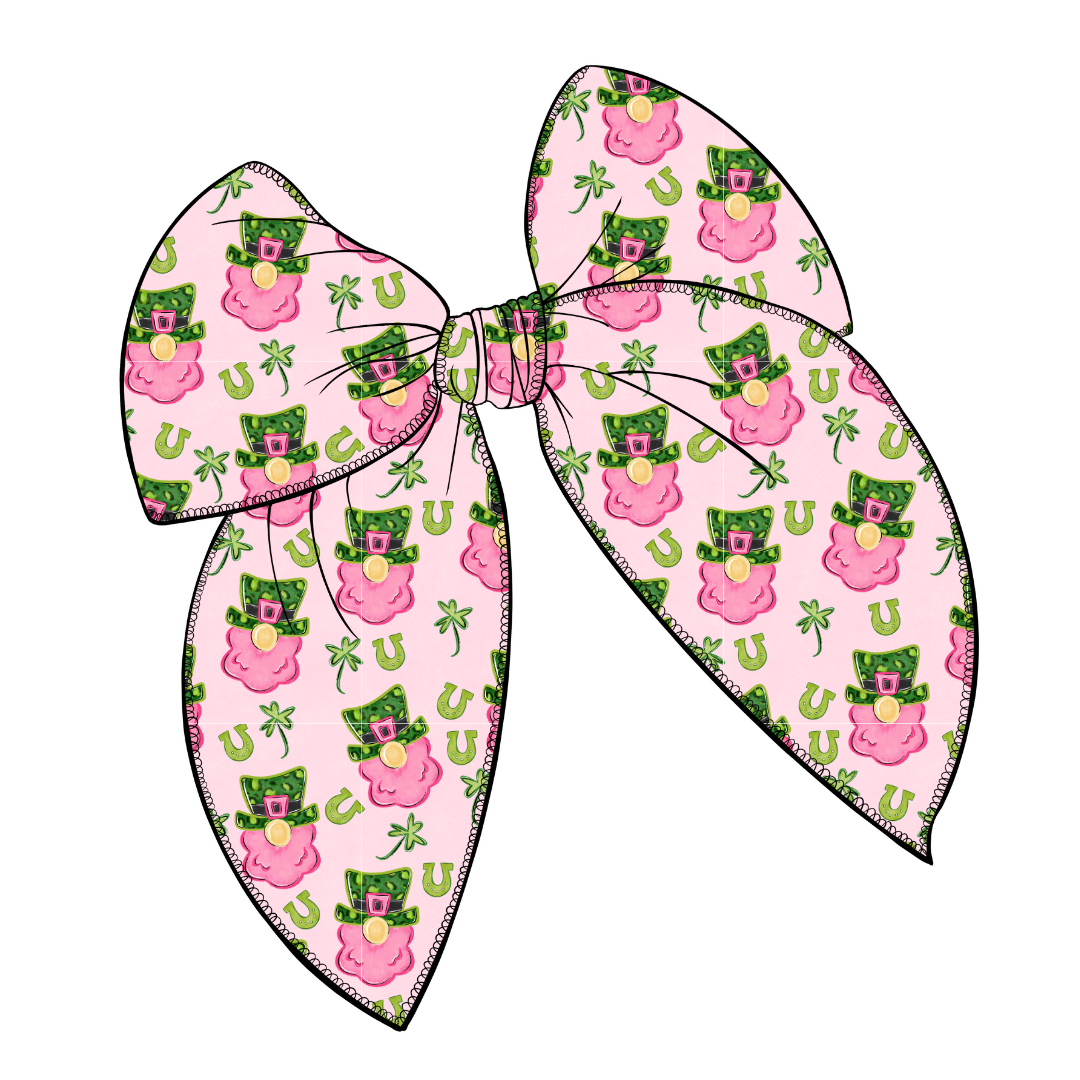 Pink Leprechaun Large Serged Edge Pre-Tied Fabric Bow – Marmalade Skies