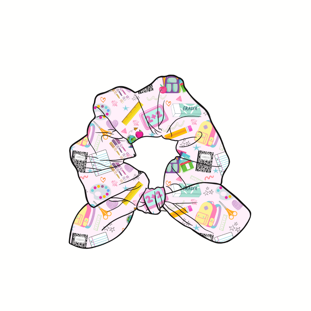 Girly School Supplies Hand Tied Knotted Bow Scrunchie – Marmalade Skies
