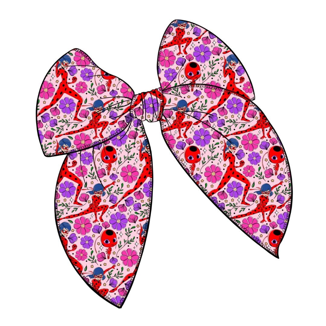 Miraculous Ladybug Large Serged Edge Pre-Tied Fabric Bow – Marmalade Skies