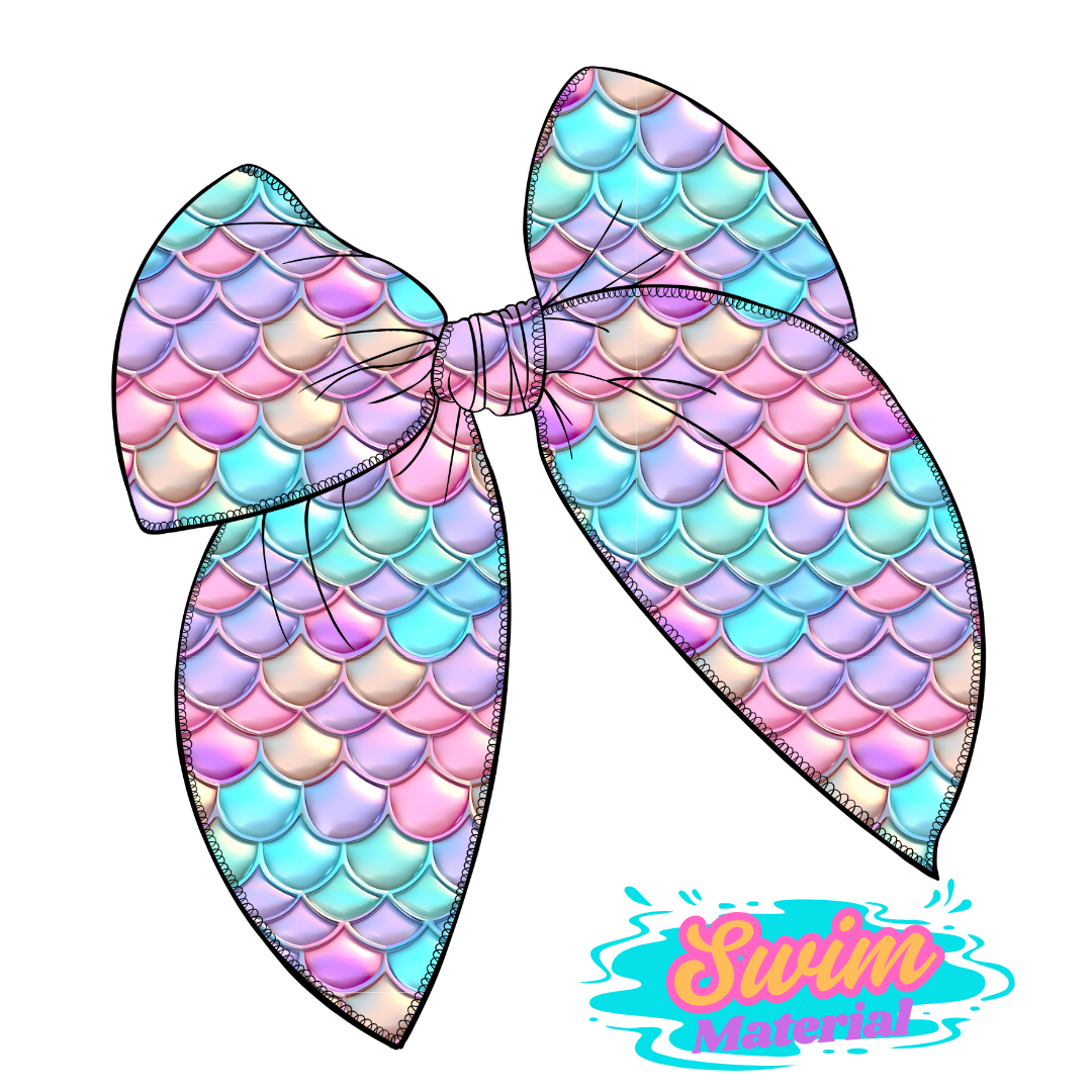 Mermaid Scales Large Serged Edge Pre-Tied Swim Bow – Marmalade Skies