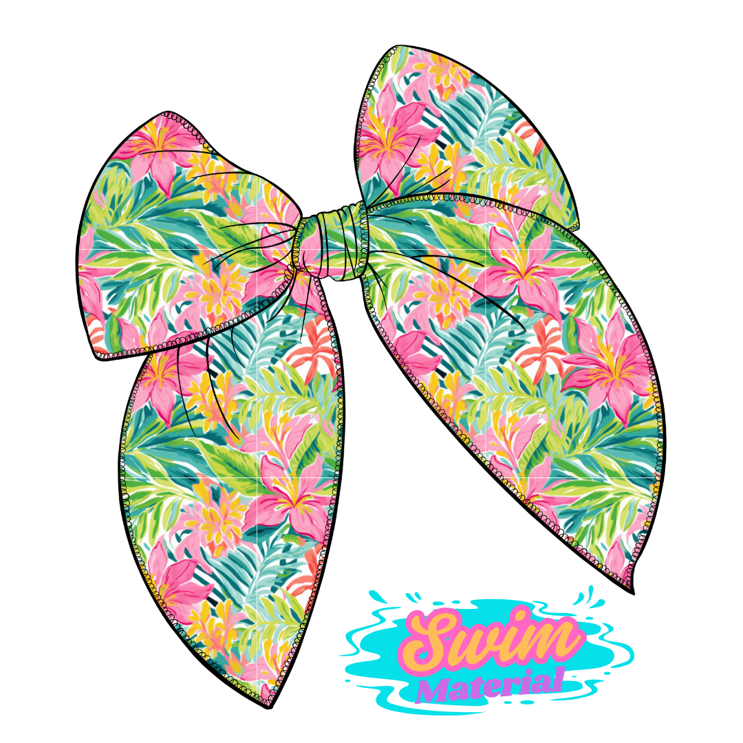 Tropical Floral Large Serged Edge Pre-Tied Swim Bow – Marmalade Skies