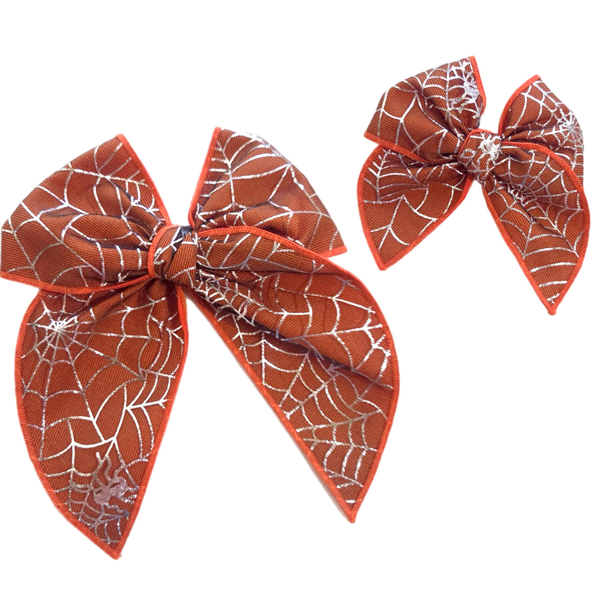 Burnt Orange Spider Web Serged Edge Pre-Tied Fabric Bow – Marmalade Skies